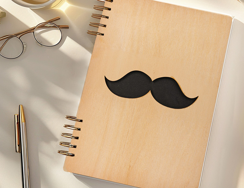 Mustache - Ξύλινο Ημερολόγιο Ατζέντα με χαράξεις | Memorybox